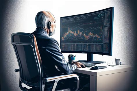 Premium Ai Image A Man Is Sitting At A Computer With A Graph Graph On