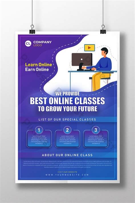 Modern And Creative Online Classes Promotional Poster Template For