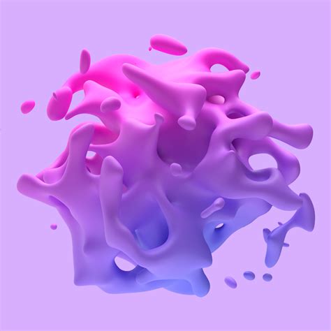 Shapefest™ Purple Gradient Clay Hovering Blob Splashes 3d Shape Pack