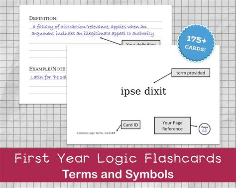 First Year Logic Flashcards Introductory Logic Terms Symbols Nance Hurley