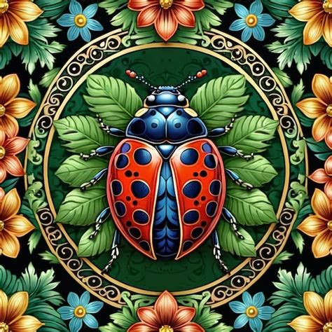 Premium Photo Illustration Of An Elegant Ladybug With Rich Dark Colors And Ornate Patterns