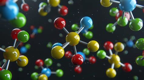 Colorful Molecular Abstraction Floating On Dark Backdrop For Striking Visual Impact Premium Ai