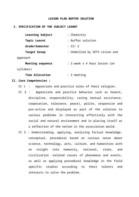 Docx Lesson Plan Buffer Solution Dokumentips