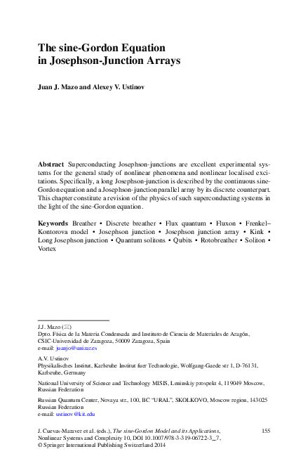 Pdf The Sine Gordon Equation In Josephson Junction Arrays