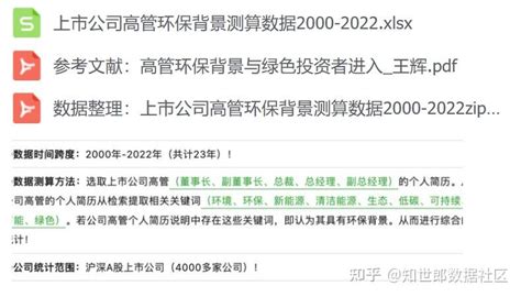 上市公司高管环保背景测算数据 知乎