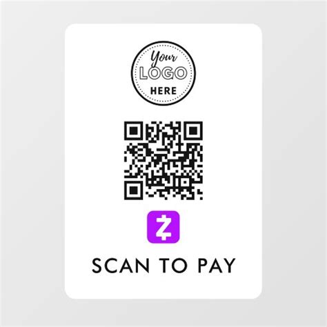 Zelle Qr Code Scan To Pay Modern Logo White Window Cling Zazzle