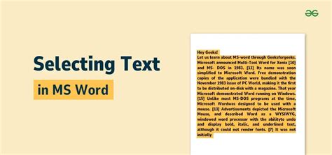 Selecting Text In Ms Word Geeksforgeeks