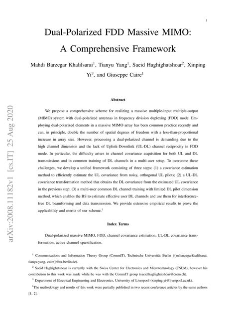 Dual Polarized Fdd Massive Mimo A Comprehensive Framework Deepai