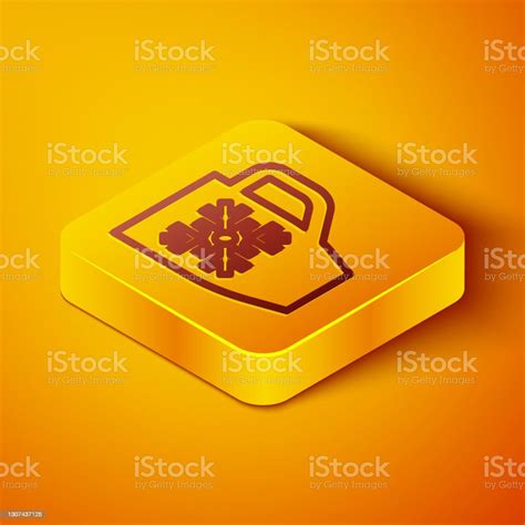 주황색 배경에 고립 된 눈송이 아이콘이있는 등색 라인 커피 컵 차 컵 뜨거운 음료 커피 메리 크리스마스와 새해 복 많은 새해 노란색 사각형 버튼입니다 벡터 경영자에 대한