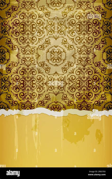 Vector Seamless Pattern On Crumpled Paper With Grunge Blots And Splashes And Torn Edge Eps 10