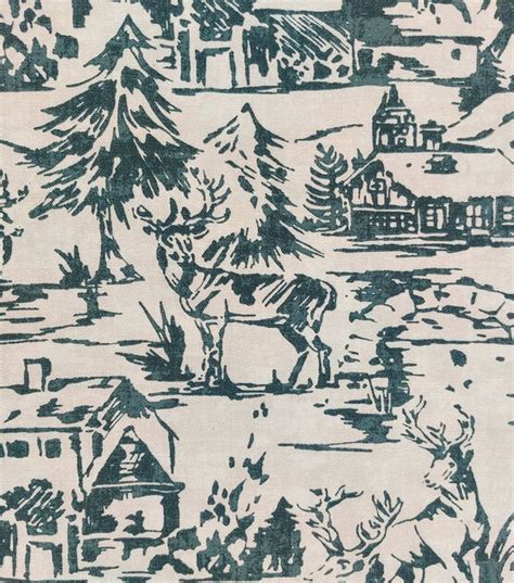 Snowy Scene Green Cotton Canvas Fabric Joann