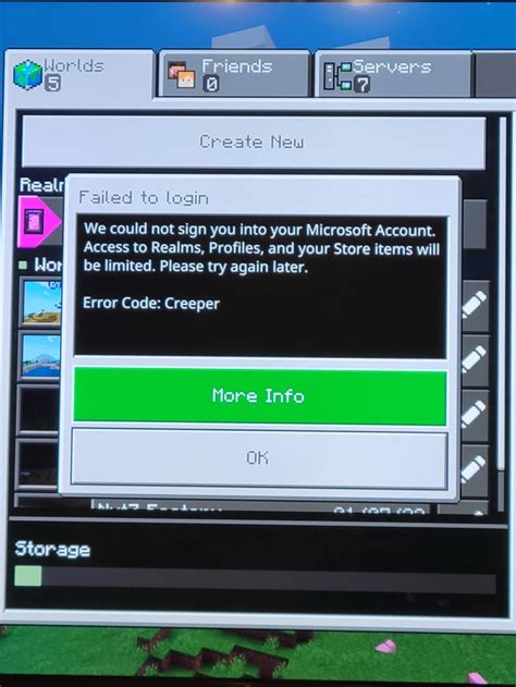 Cant Log In On Ps5 Error Code Creeper R Minecraft