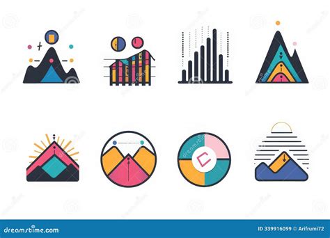 set of logos with black chart histogram infographic icon logo design