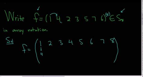 Converting Cycle Notation To Arraytwo Line Notation In The Symmetric Group S8