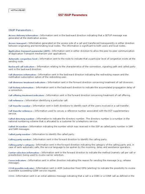 ss7 isup parameters pdf computer network information