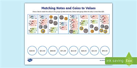 Singapore Money Matching Notes And Coins To Value Twinkl
