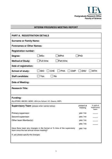 PROGRESS REPORT FORM In Word And Pdf Formats