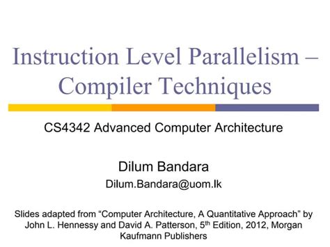 instruction level parallelism compiler techniques pptx