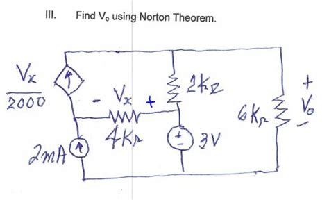 Solved III Find V Using Norton Theorem L V Gk Chegg