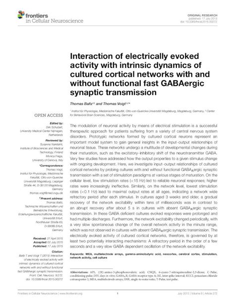 Pdf Interaction Of Electrically Evoked Activity With Intrinsic
