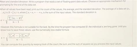 Solved Mean And Standard Deviation Write A Program That