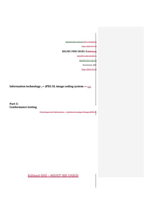 ISO IEC 18181 3 Information Technology JPEG XL Image Coding System Part 3 Conformance Testing