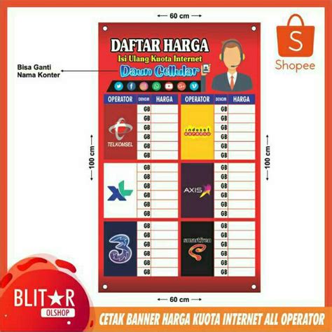 Jual Cetak Banner Harga Kuota Internet All Operator Ukuran X Shopee Indonesia