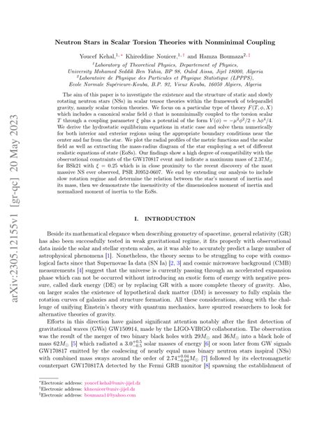 Pdf Neutron Stars In Scalar Torsion Theories With Nonminimal Coupling