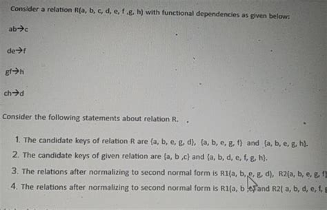 Solved Consider A Relation R A B C D E F G H With Chegg Com