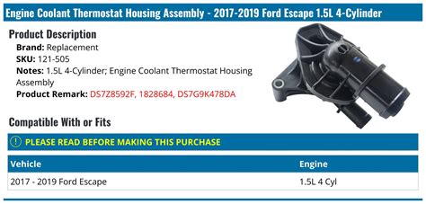 2017 2019 Ford Escape Thermostat Housing Replacement 121 505