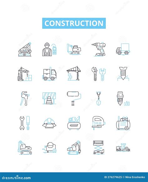 Construction Vector Line Icons Set Build Structure Construct Architect Edifice Engineering