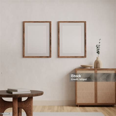 빛 반사가 있는 거실 내부의 수직 나무 프레임 모형 3d 렌더링 3d 그림 0명에 대한 스톡 사진 및 기타 이미지 0명 가구 거실 Istock