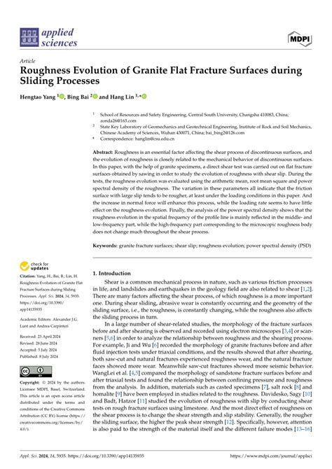 Pdf Roughness Evolution Of Granite Flat Fracture Surfaces During Sliding Processes