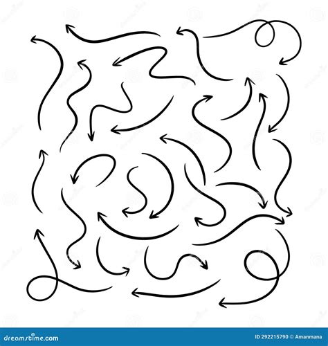 Clean Dot Arrows Style Doodle Set Hand Drawn Curve Dotted Line Preliminary Vector Illustration