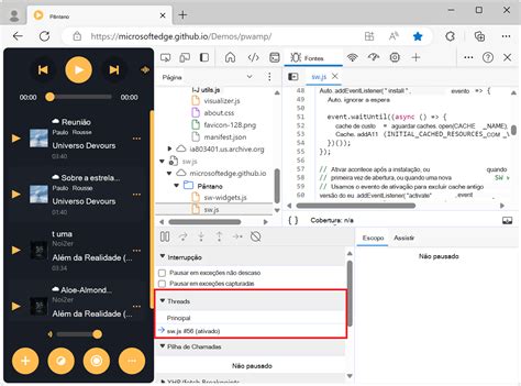 funcionalidades de depuração de javascript microsoft edge developer