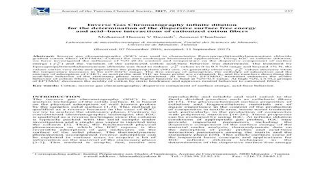 Pdf Inverse Gas Chromatography Infinite Dilution For The The Inverse Gas Chromatography