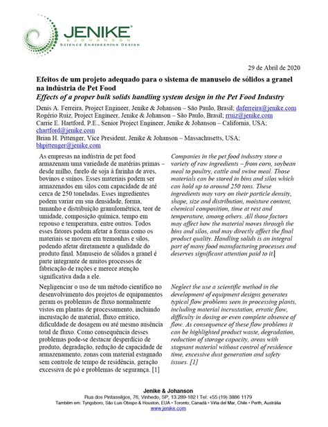 Effects Of Bulk Solids Handling System In The Pet Food Industry