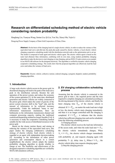 Pdf Research On Differentiated Scheduling Method Of Electric Vehicle