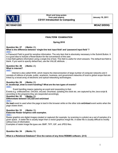 SOLUTION Cs101 Finalterm Subjective Solved Studypool