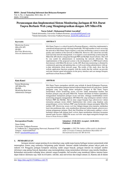 Pdf Perancangan Dan Implementasi Sistem Monitoring Jaringan Di Ma Darut Taqwa Berbasis Web