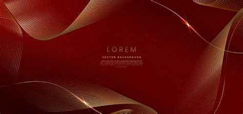 럭셔리 골든 라인이 빨간색 배경에 물결을 일으켜 조명 효과가 반짝입니다 템플릿 프리미엄 어워드 디자인 빨강에 대한 스톡 벡터 아트 및 기타 이미지 Istock