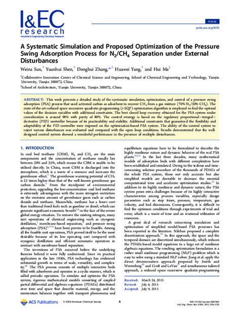 Pdf A Systematic Simulation And Proposed Optimization Of The Pressure Swing Adsorption Process
