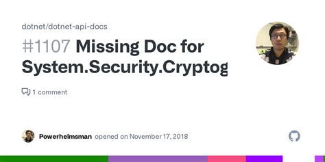 Missing Doc For Systemsecuritycryptographyopenssl · Issue 1107 · Dotnetdotnet Api Docs · Github