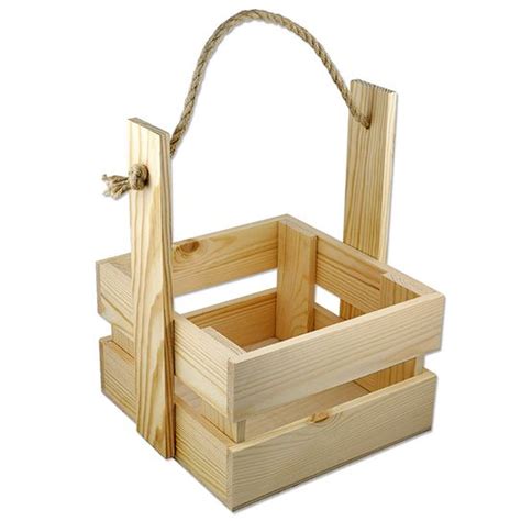 Деревянный ящик корзина для цветов с веревочной ручкой