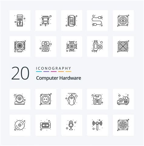 Free Vector 20 Computer Hardware Line Icon Pack Like Presentation Hardware Computer Floppy