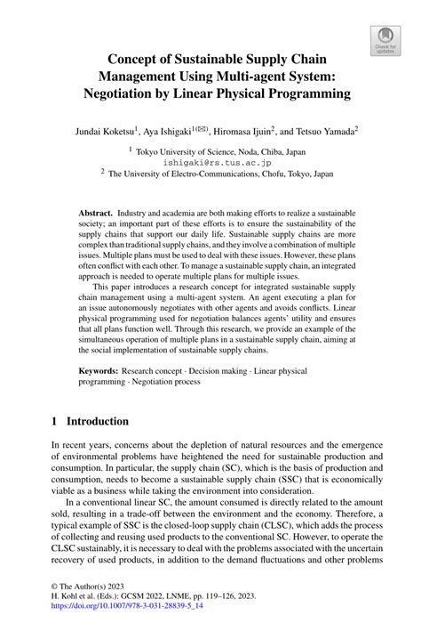 Pdf Concept Of Sustainable Supply Chain Management Using Multi Agent