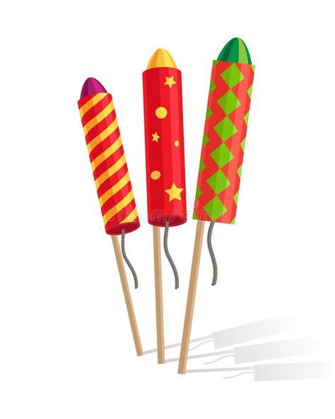 Colourful Exploding Rockets On White Background Stock Vector