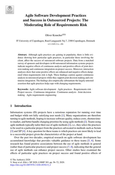 Pdf Agile Software Development Practices And Success In Outsourced