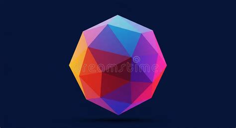 A Colorful Geometric Polygon Featuring Multiple Triangular Facets In Shades Of Red Stock