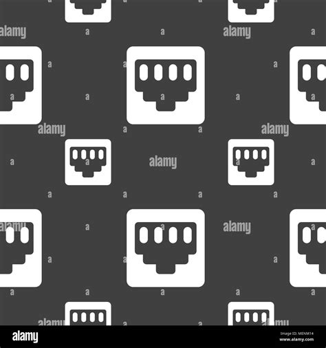 Cable Rj45 Patch Cord Icon Sign Seamless Pattern On A Gray Background Vector Illustration